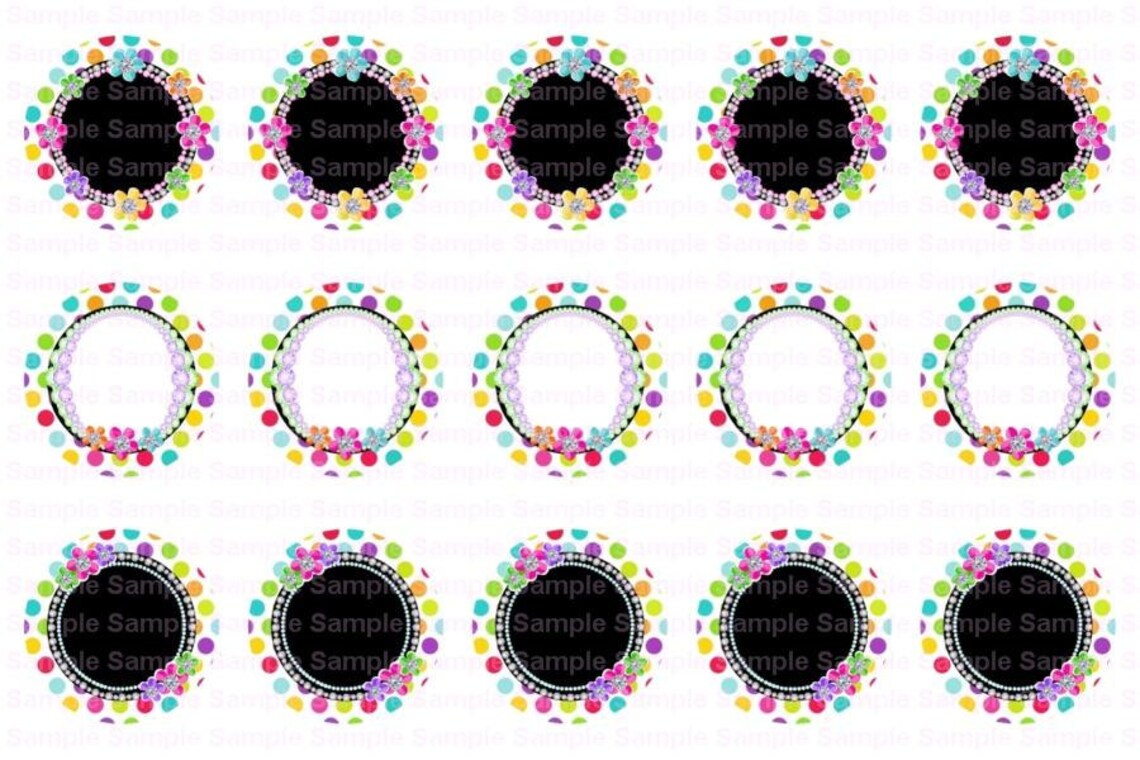 Editable Polka Dots Colors Flowers Bling Bottle Cap Images 4x6 ...