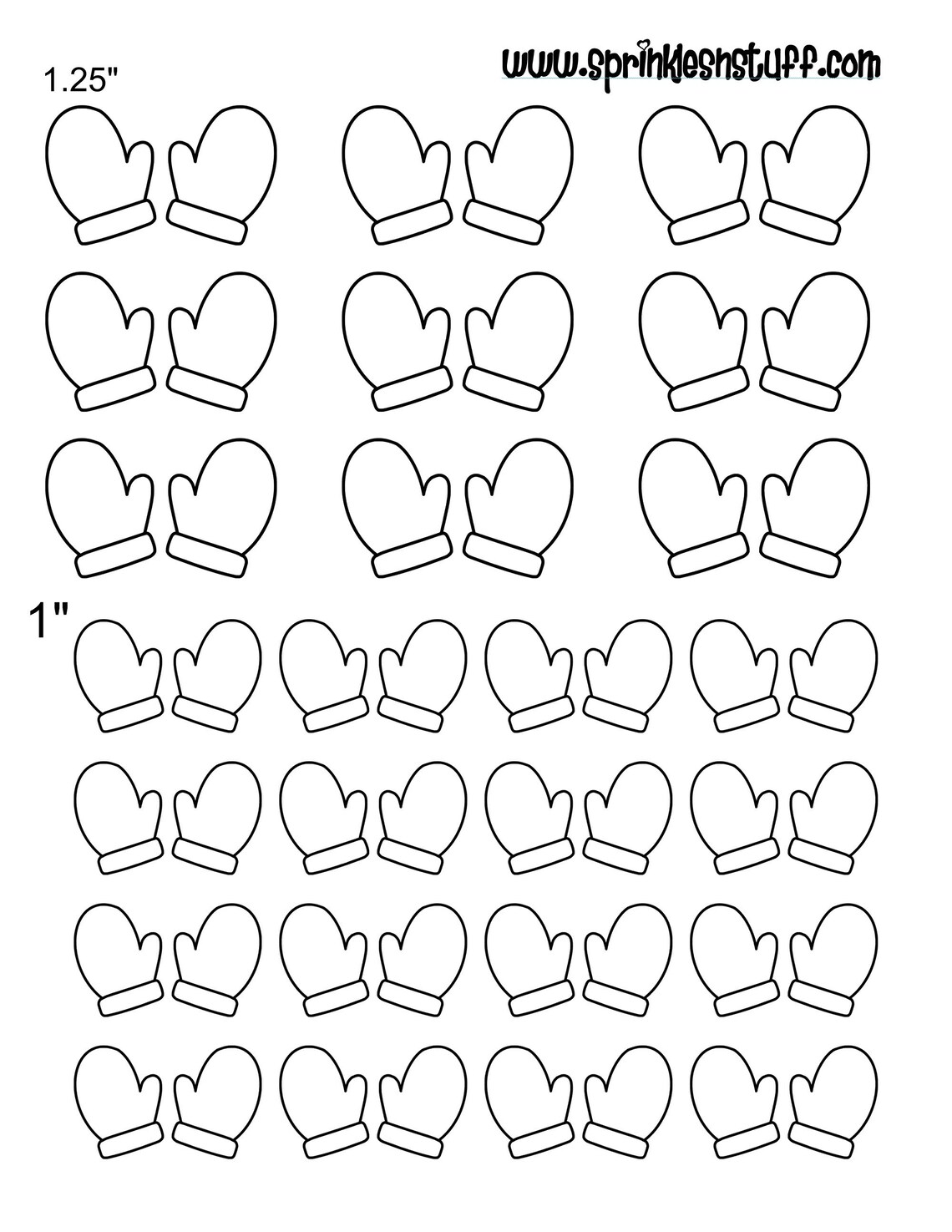 Mittens Royal Icing Template - Etsy