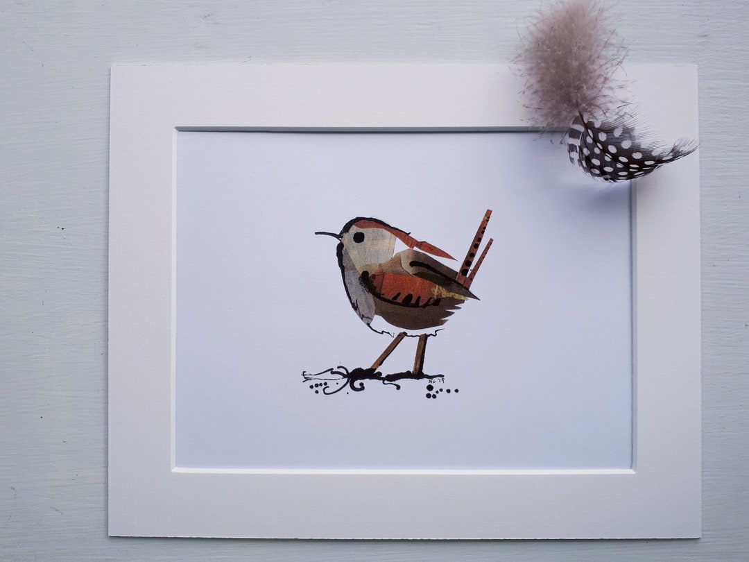 British Birds Print of Original Paper Collage in Mount- WREN - Etsy UK
