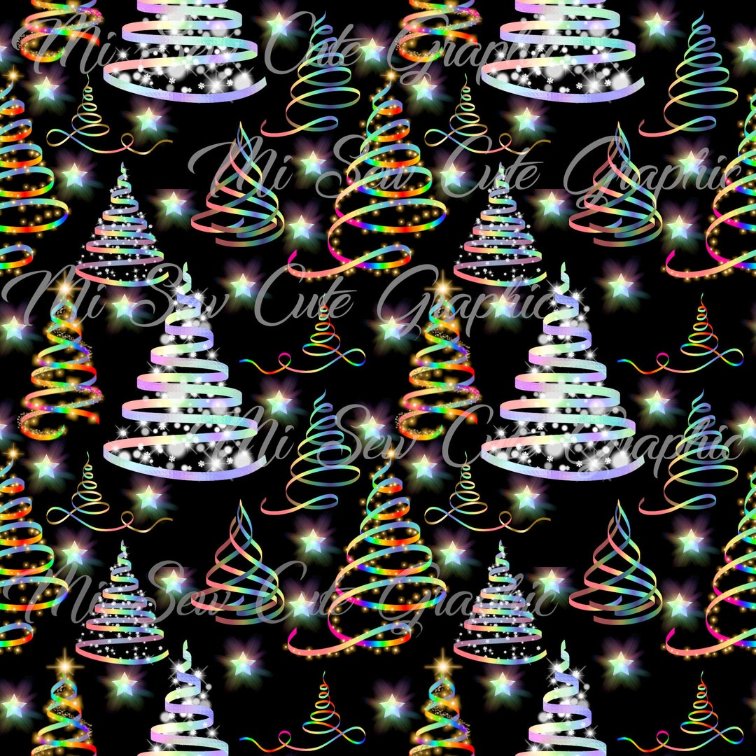 Buy Seamless Christmas Tree Pattern, Seamless Rainbow Christmas Pattern ...