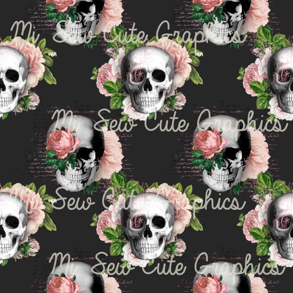 Seamless Skull Design Floral Skull Design Seamless Floral - Etsy