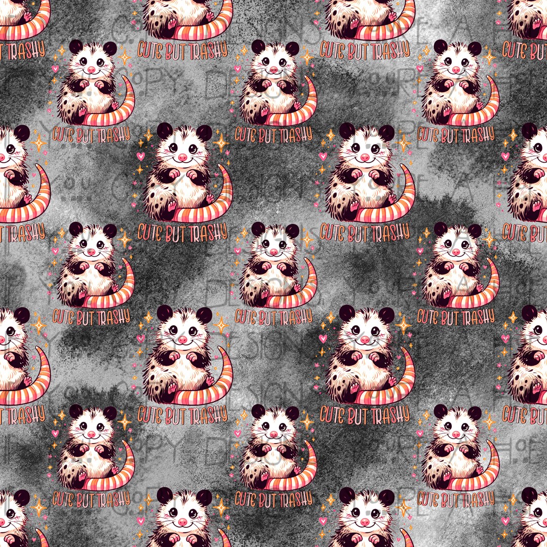 Seamless Cute but Trashy Image, Seamless Opossum Pattern, Funny ...