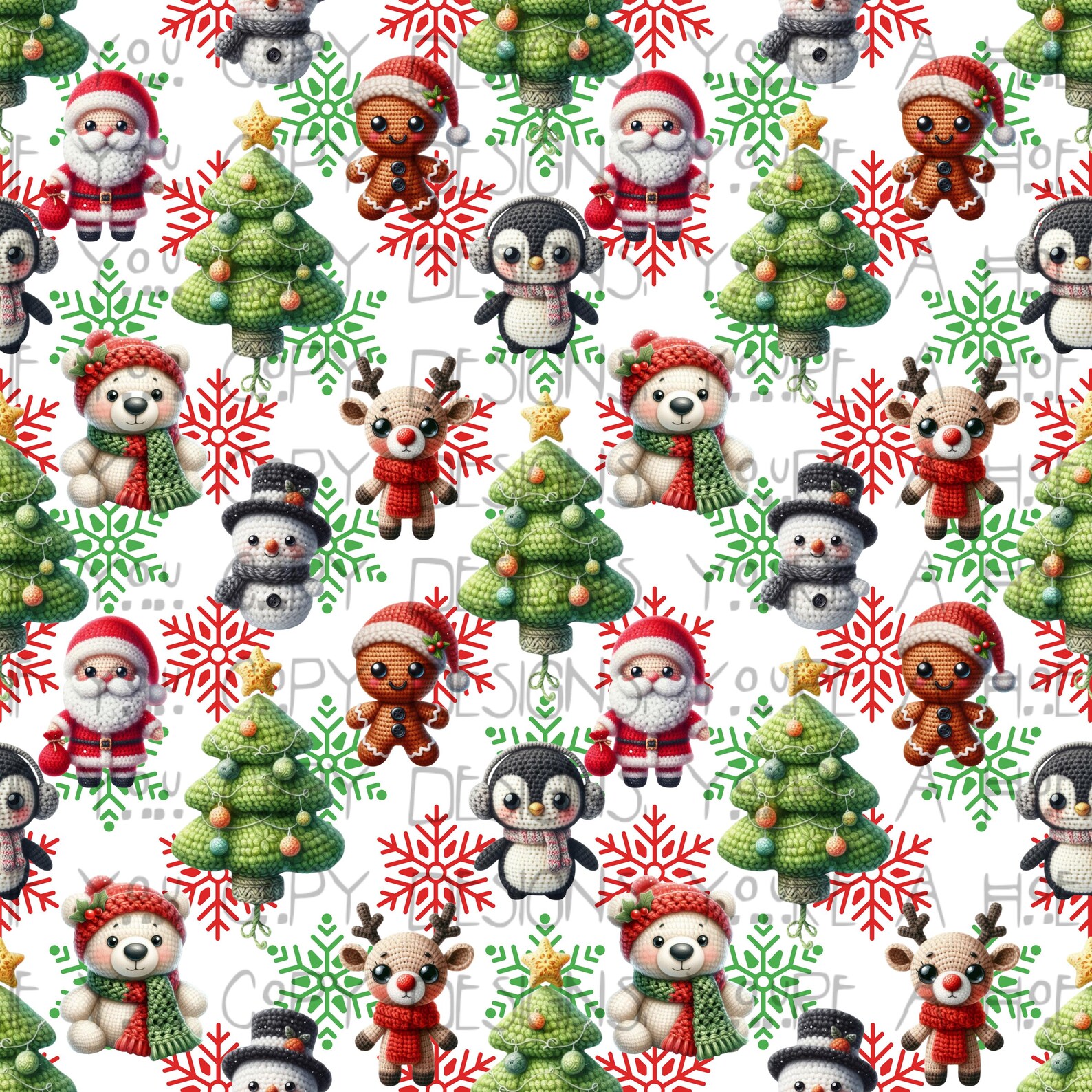 Seamless Knit Christmas Animal Pattern (digital Pattern) - Etsy