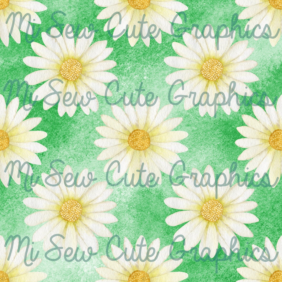 Daisy Pattern, Seamless Daisy, Green Daisy Pattern, Seamless Image ...