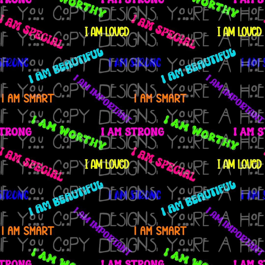 Positive Affirmation Seamless Pattern, Neon Seamless Pattern, Neon ...