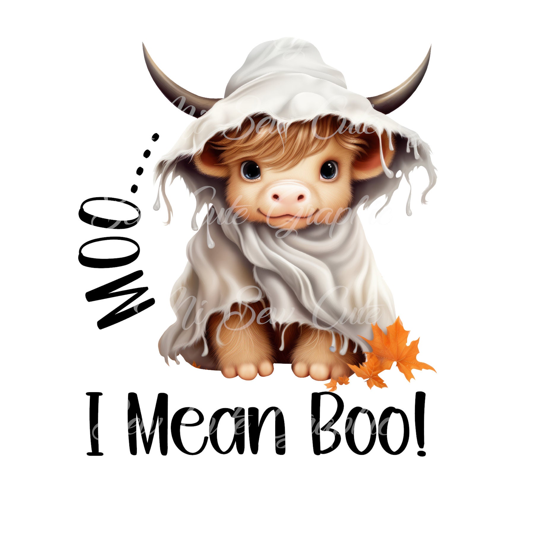 Halloween Highland Cow Png, Moo... I Mean Boo Png, Halloween Cow Png ...