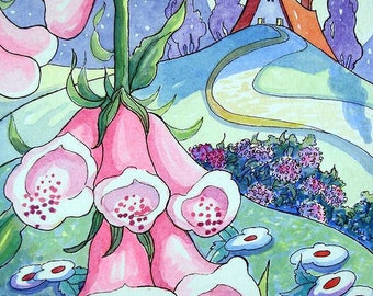 Colorful Original Art Mini Prints and Note by MoonflowerKeepStudio