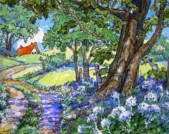 Colorful Original Art Mini Prints and Note by MoonflowerKeepStudio