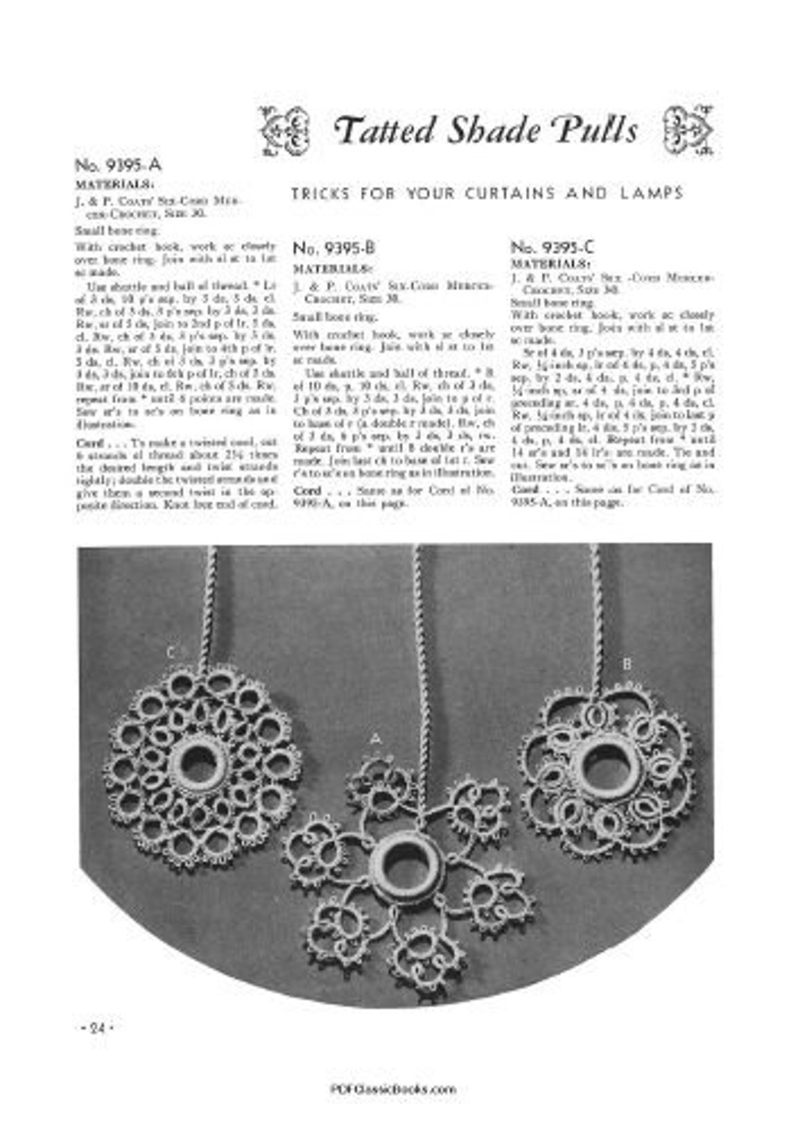 Tatting: A Fascinating Book of Delicate Lace Designs J. & P. - Etsy