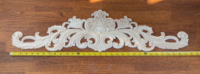 Wood Applique Flowering Crest,victorian Style Wood Appliques, Ornate ...