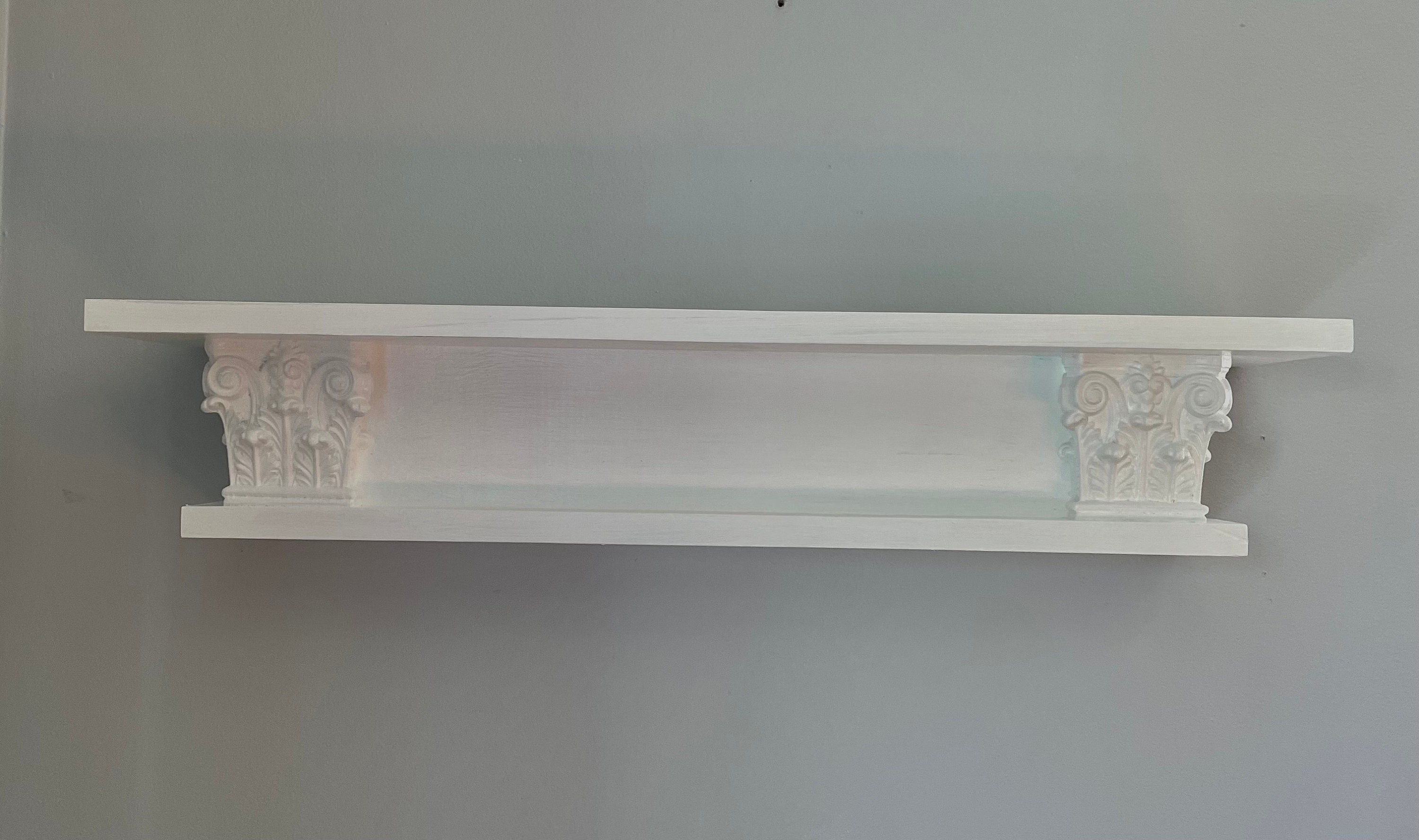 Victorian Floating Mantel Shelf: Solid White Wooden Display - Etsy