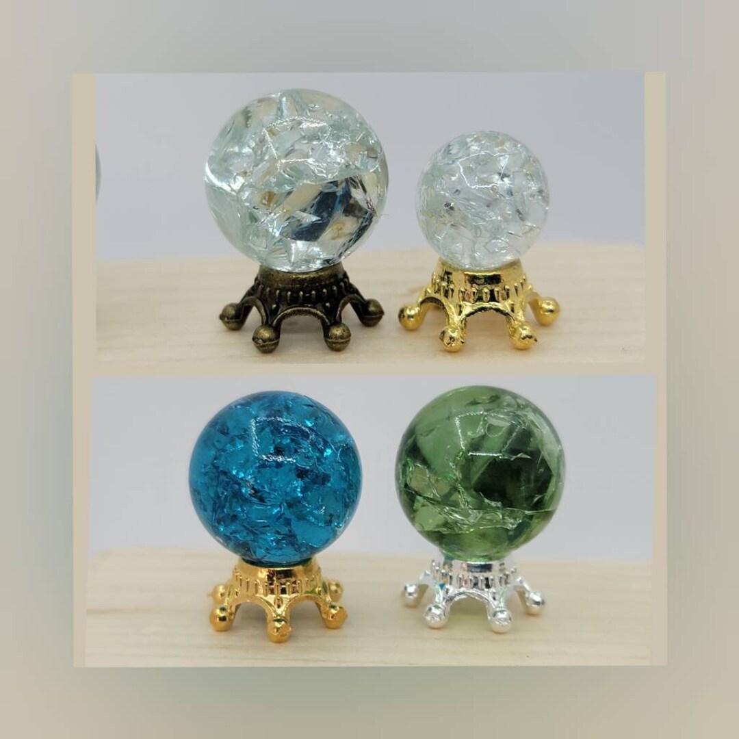 1:12 1/6 Scale Miniature Crystal Ball, Fairy Garden Magical Cracked ...