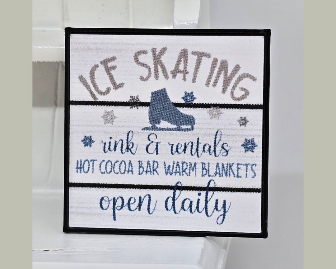 Miniature Ice Skating Rink Sign, Hot Cocoa Bar Plaque, 1:12 Scale or 1/ ...