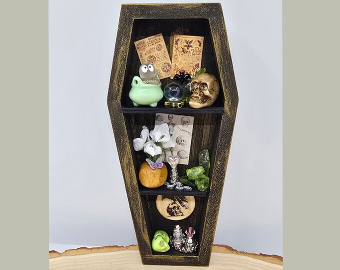 Halloween Dollhouse Haunted House Coffin Shelf, Shadow Box, Tiered Tray ...