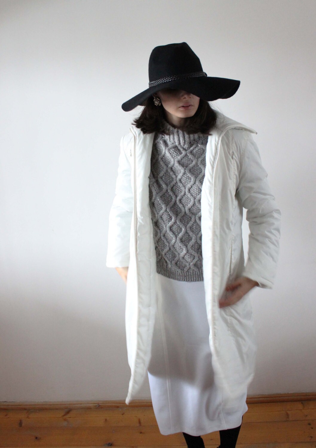 White Long Parka Jacket Vintage White Parka Comfy for Cold - Etsy