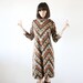 Native Print Midi Dress Aztec Pattern Dress Brown Colors Neckline ...