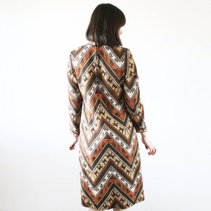 Native Print Midi Dress Aztec Pattern Dress Brown Colors Neckline ...