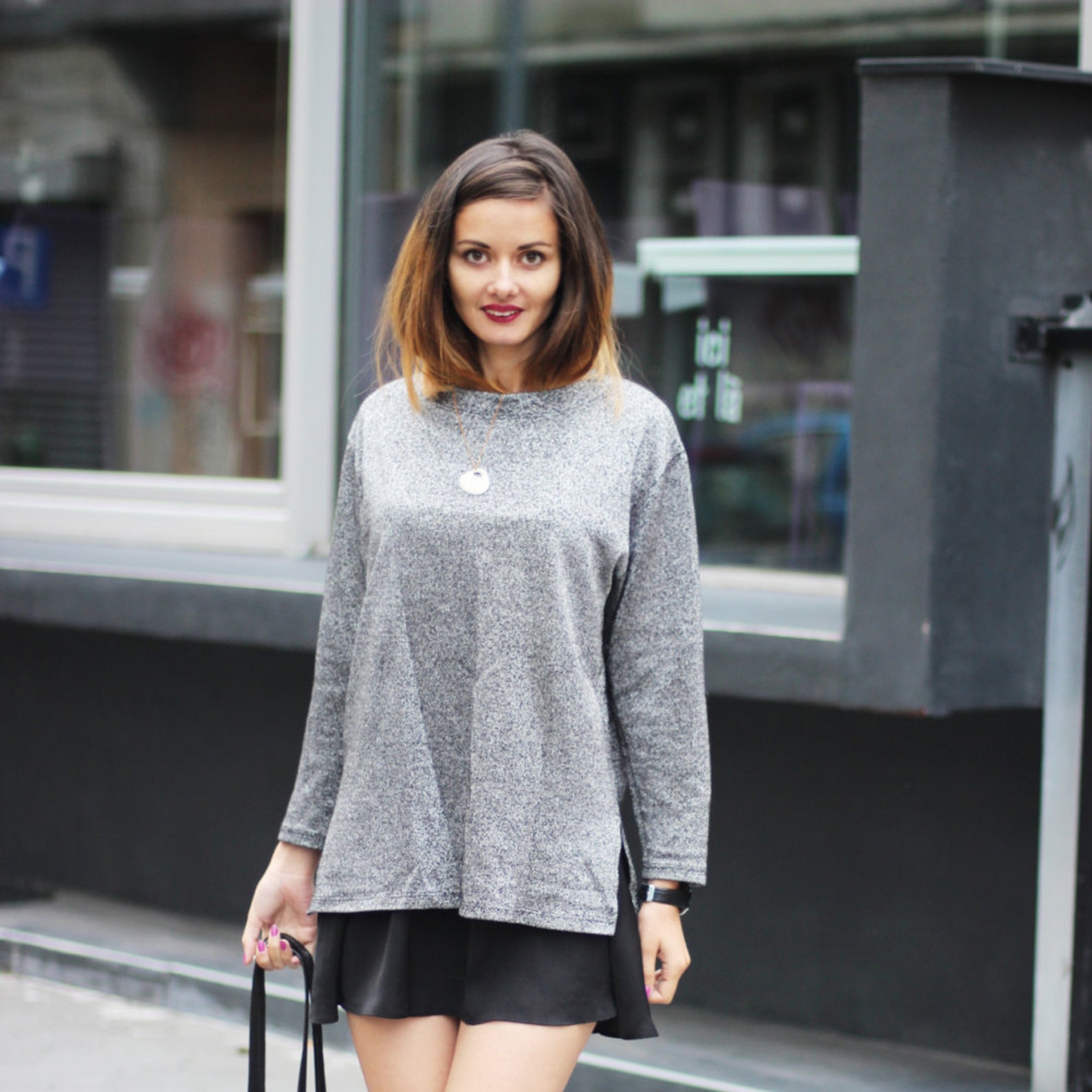 Glitter Sweater Sheer Sweater Slouchy Sweater Sparkle Pullover Gray ...