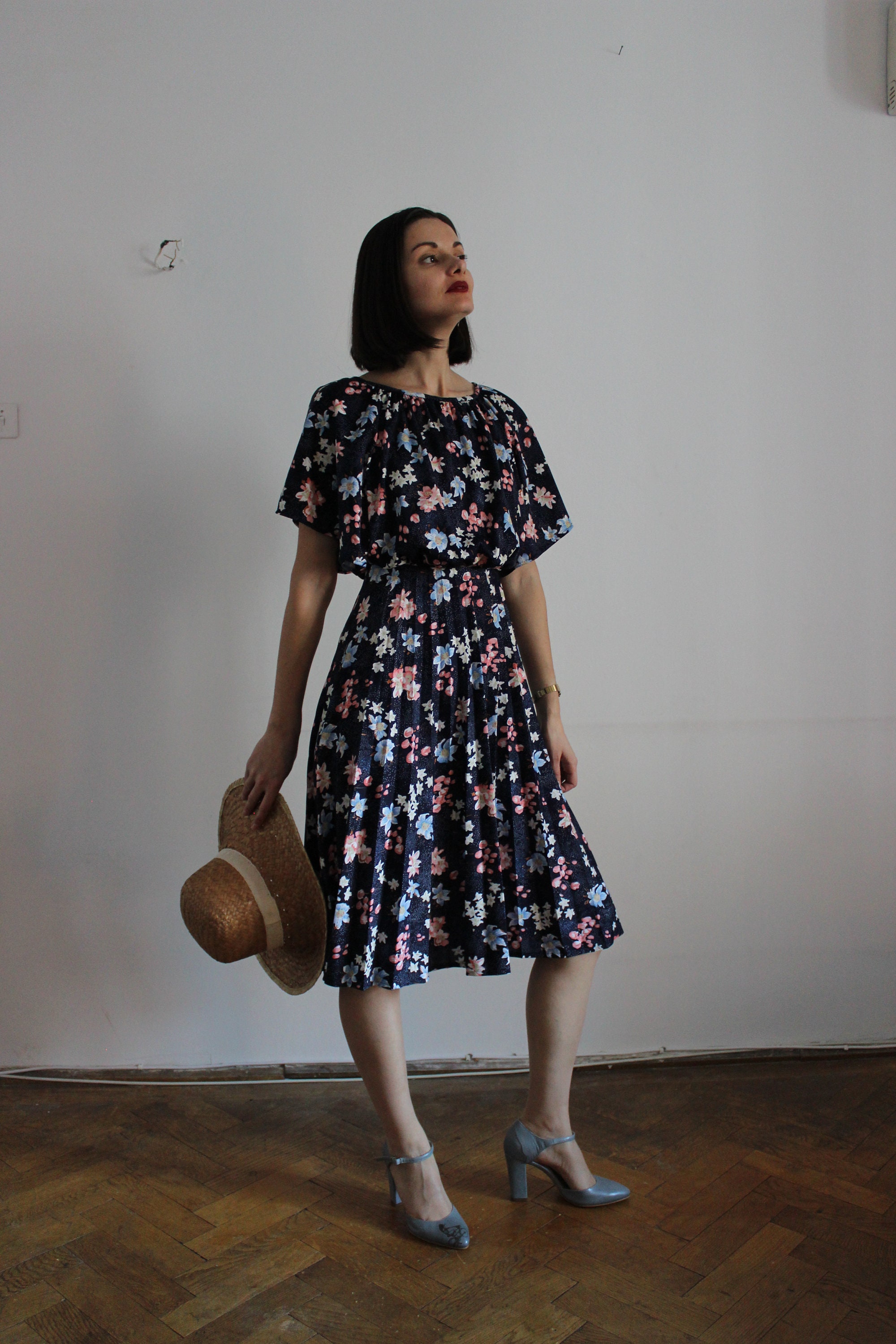 Vintage HM Cocktail Dress Flower Pattern Dress Midi Dress - Etsy