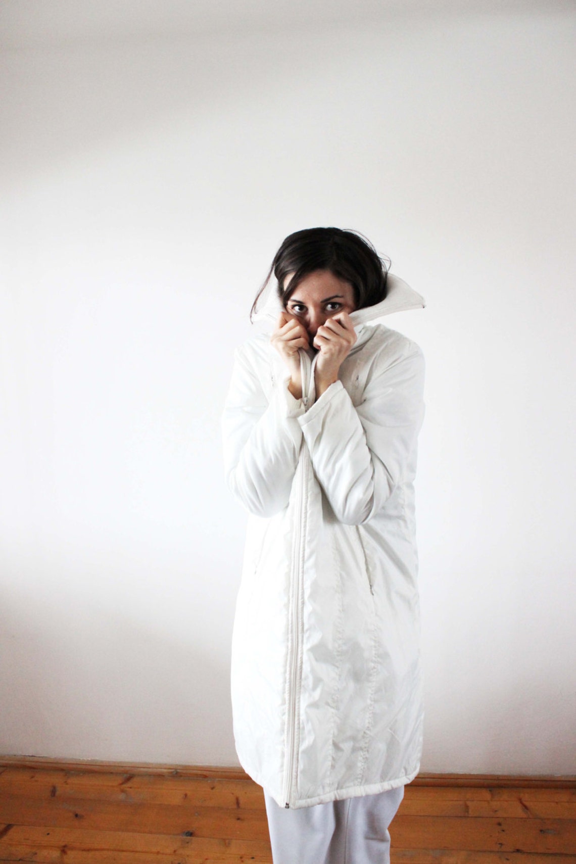 White Long Parka Jacket Vintage White Parka Comfy for Cold - Etsy