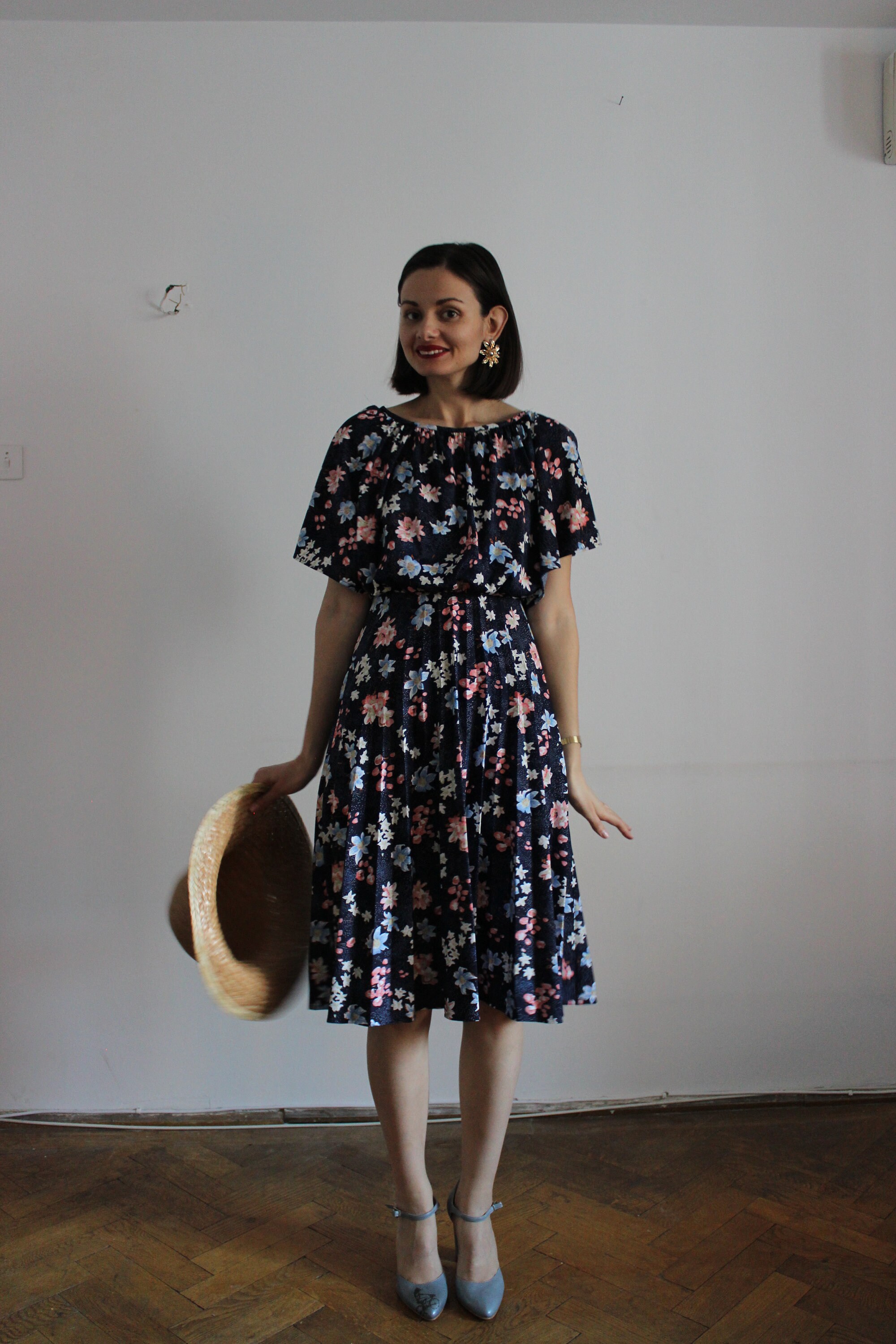 Vintage HM Cocktail Dress Flower Pattern Dress Midi Dress - Etsy