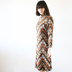 Native Print Midi Dress Aztec Pattern Dress Brown Colors Neckline ...