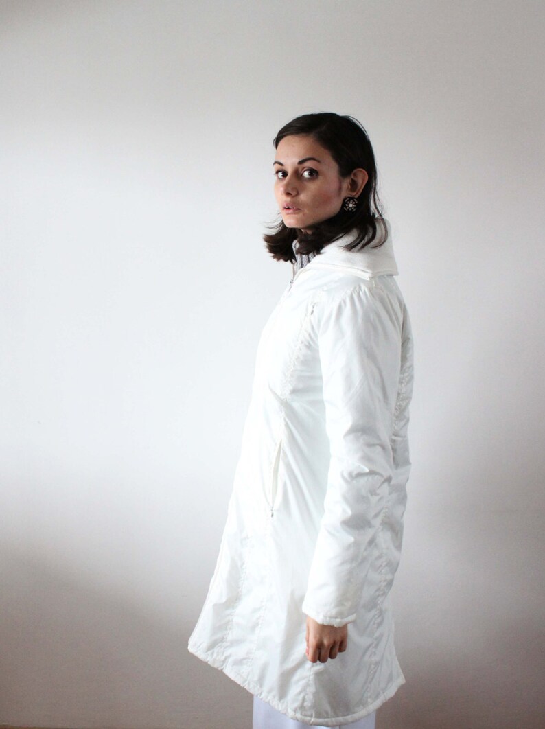 White Long Parka Jacket Vintage White Parka Comfy for Cold Weather ...