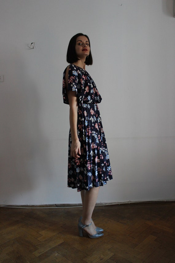 Vintage HM cocktail dress Flower pattern dress Midi d… - Gem