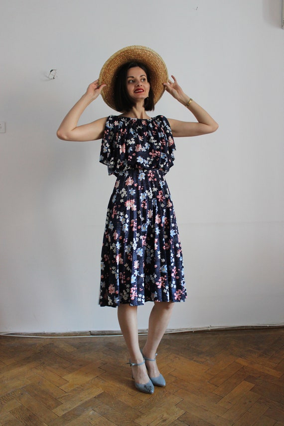 Vintage HM Cocktail Dress Flower Pattern Dress Midi Dress | Etsy