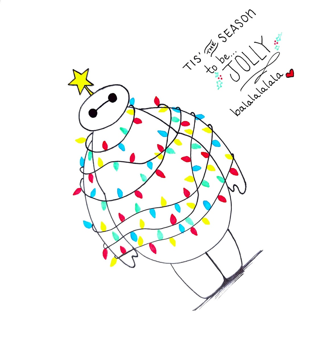 Big Hero 6 Baymax Christmas Lights PRINTABLE Greeting Card | Etsy