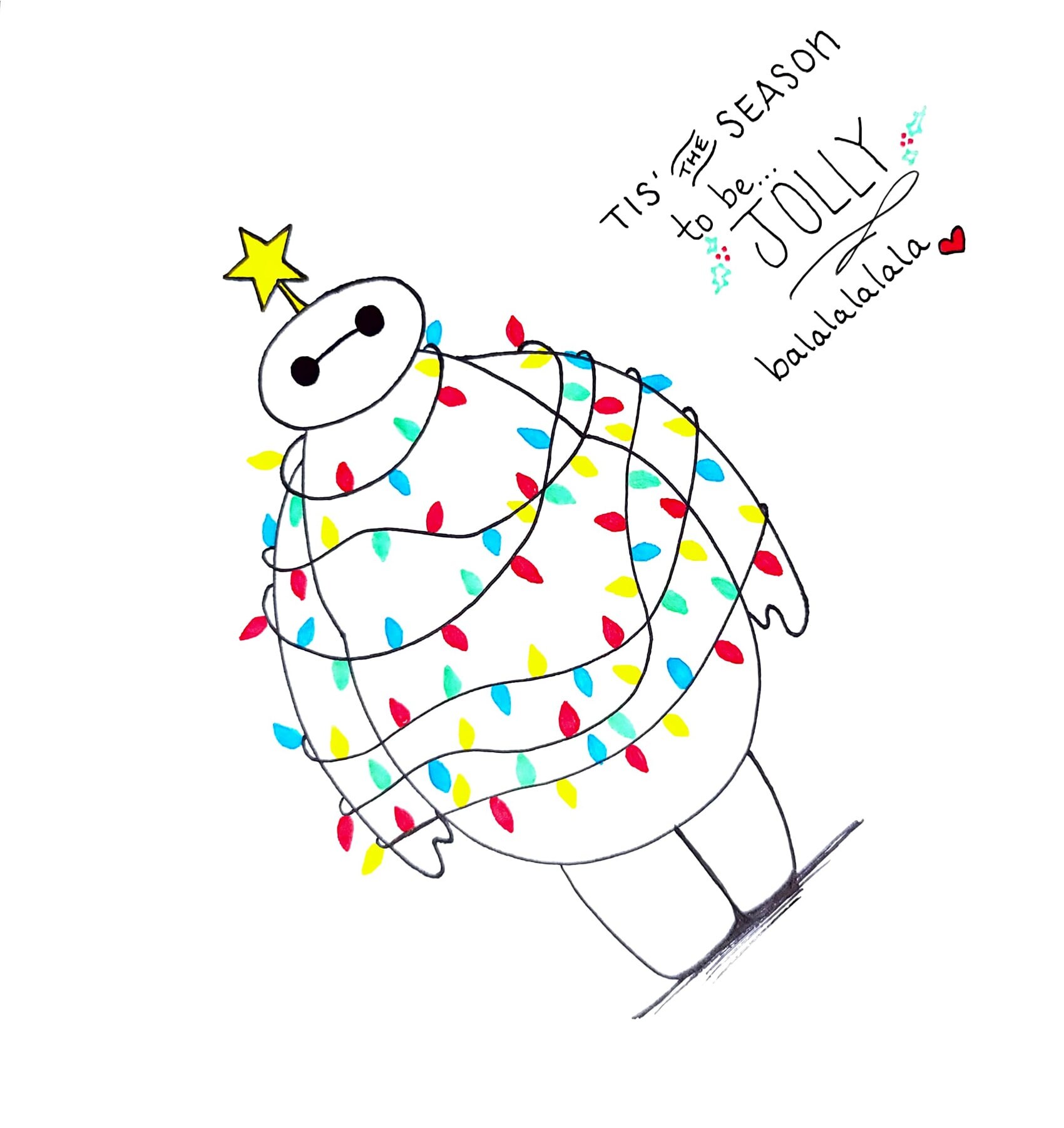 Big Hero 6 Baymax Christmas Lights PRINTABLE Greeting Card | Etsy