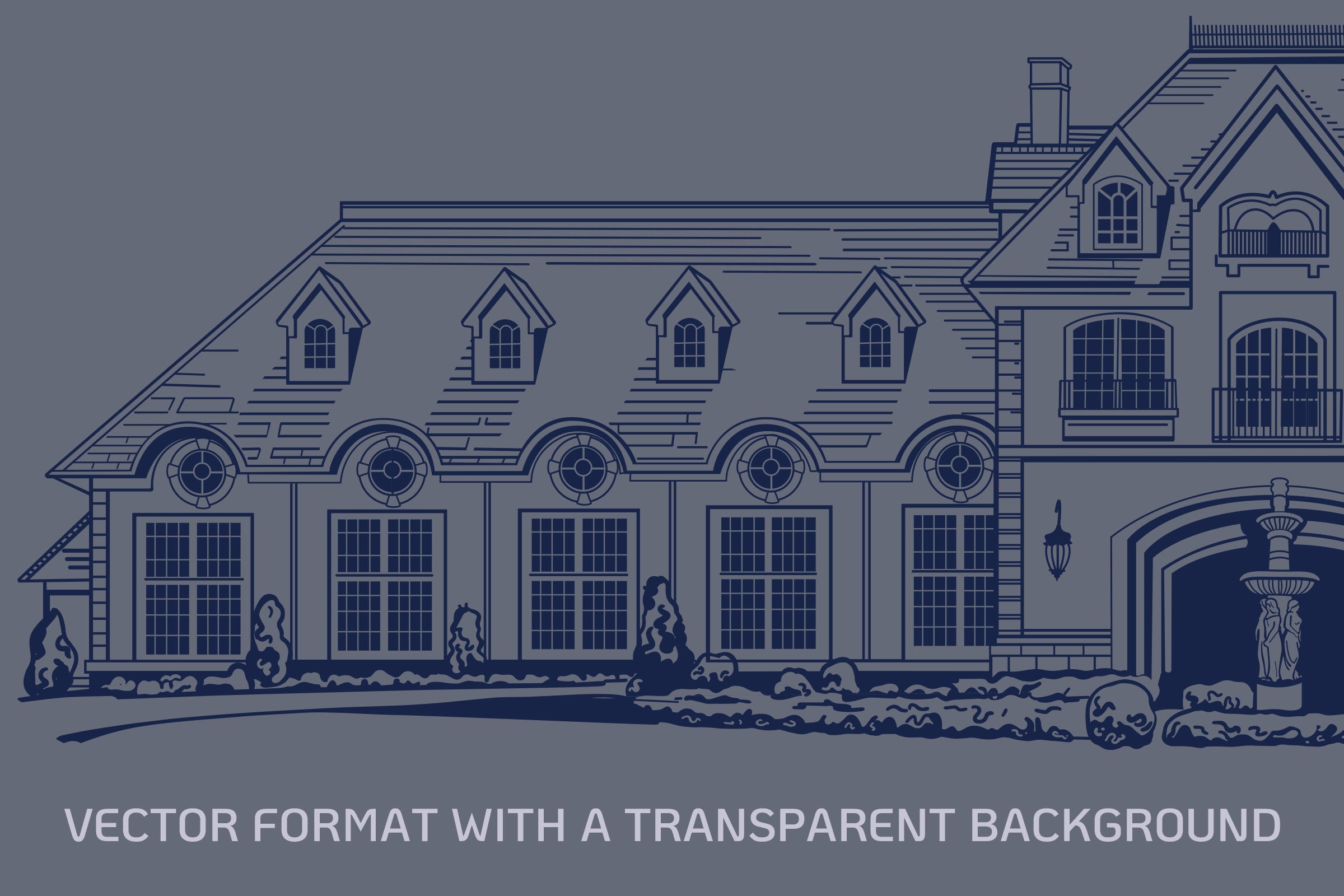 Park Chateau Estate & Chapel Line Art Illustration (digital Download ...