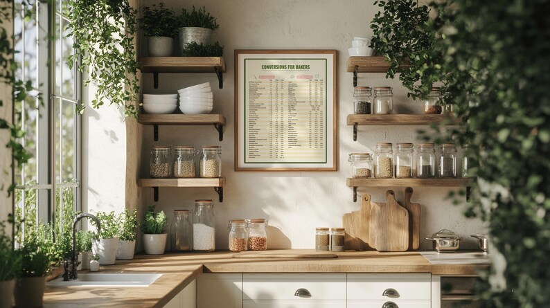 Printable Baking Conversion Chart – Kitchen Wall Art for Bakers - Green ...