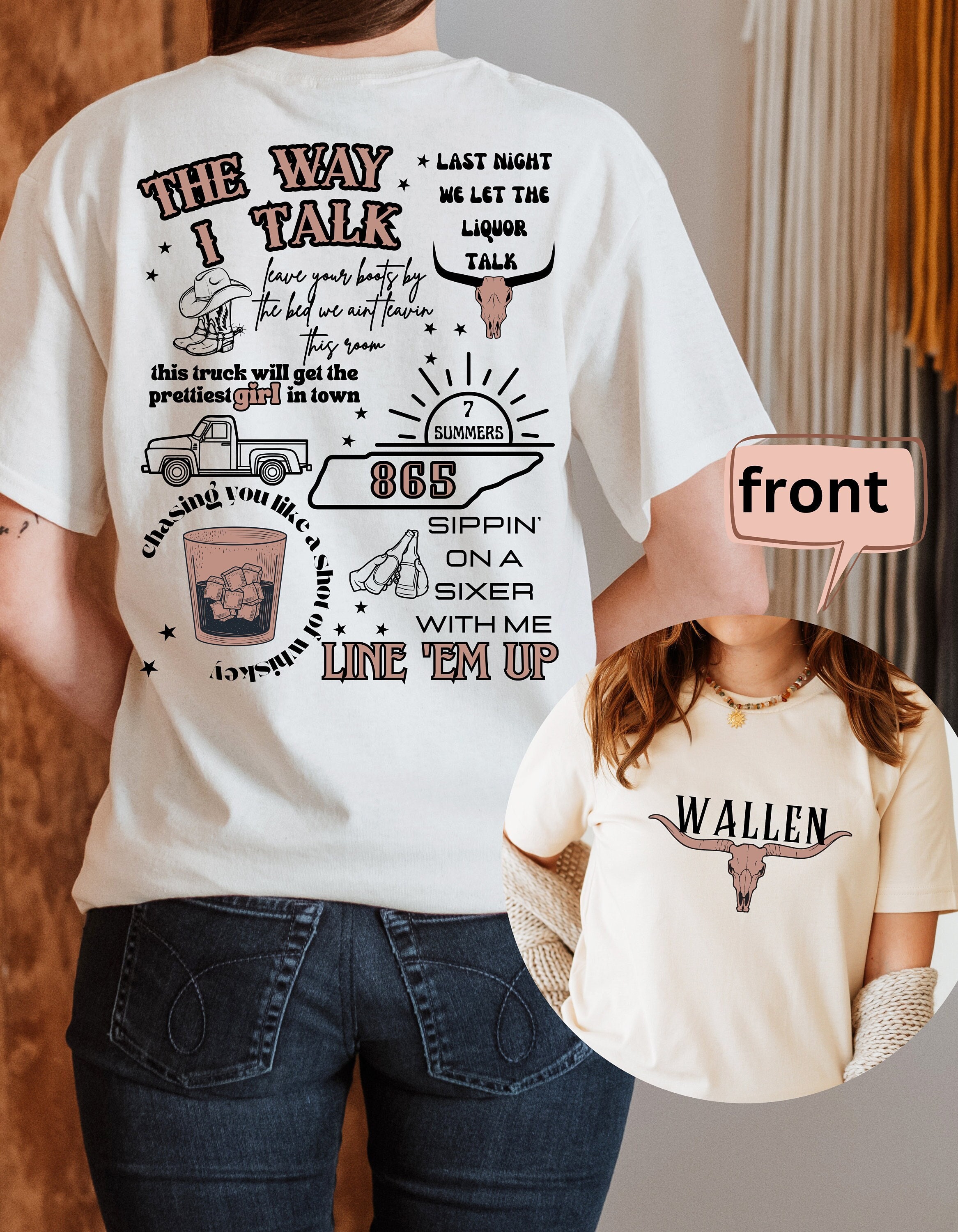 Morgan Wallen Front & Back Bullhead T-shirt, Western Tshirt, Country ...