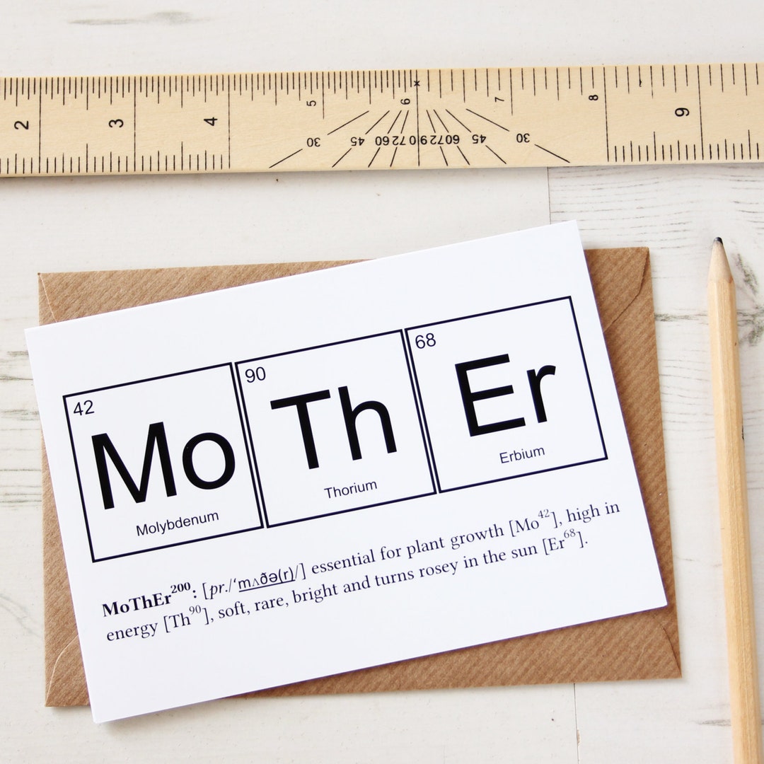 FUNNY MOTHER ELEMENTS Card. Periodic Table Mothers Day Birthday Witty ...