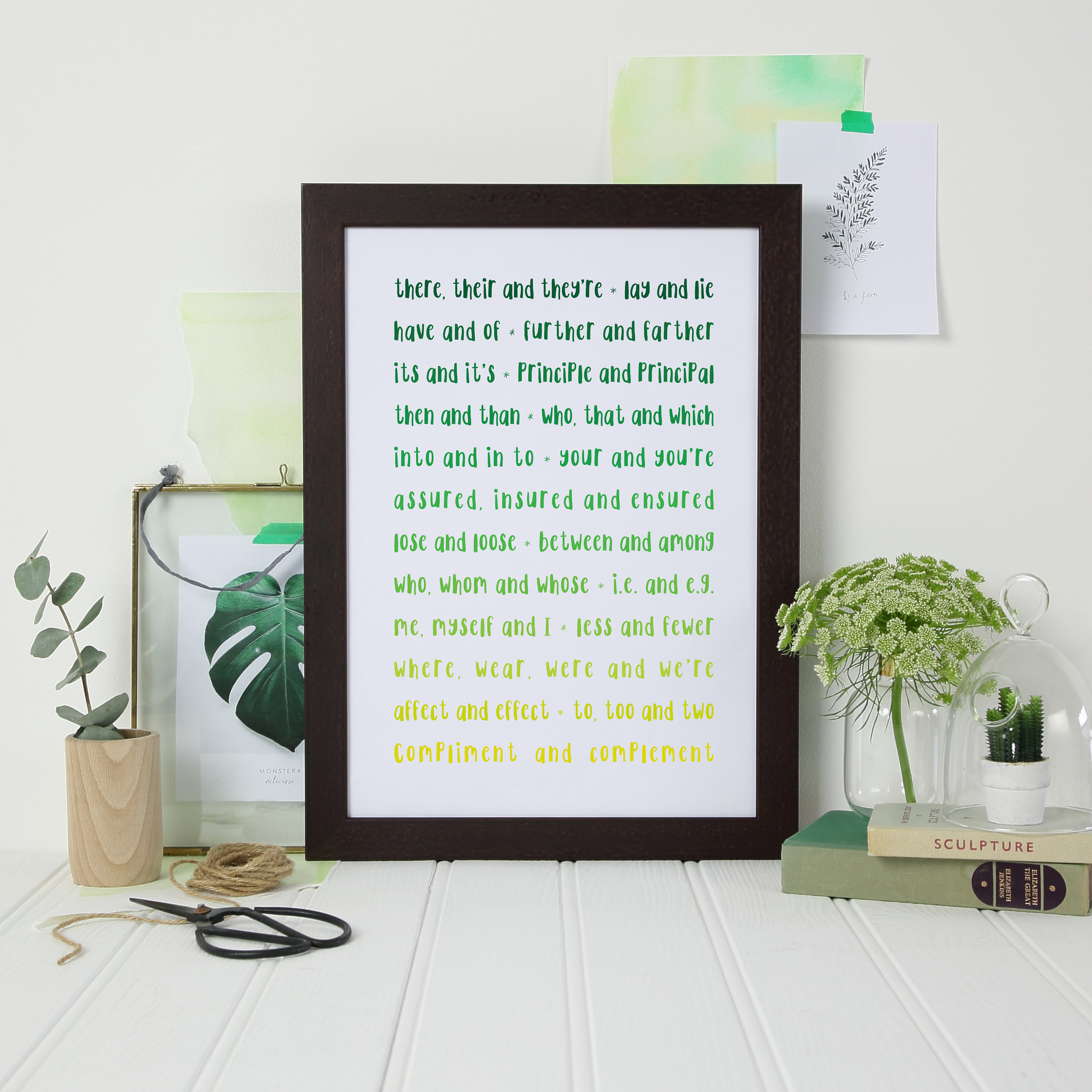 OMBRE GREEN GRAMMAR Print for Grammar Police. Perfect Child or | Etsy