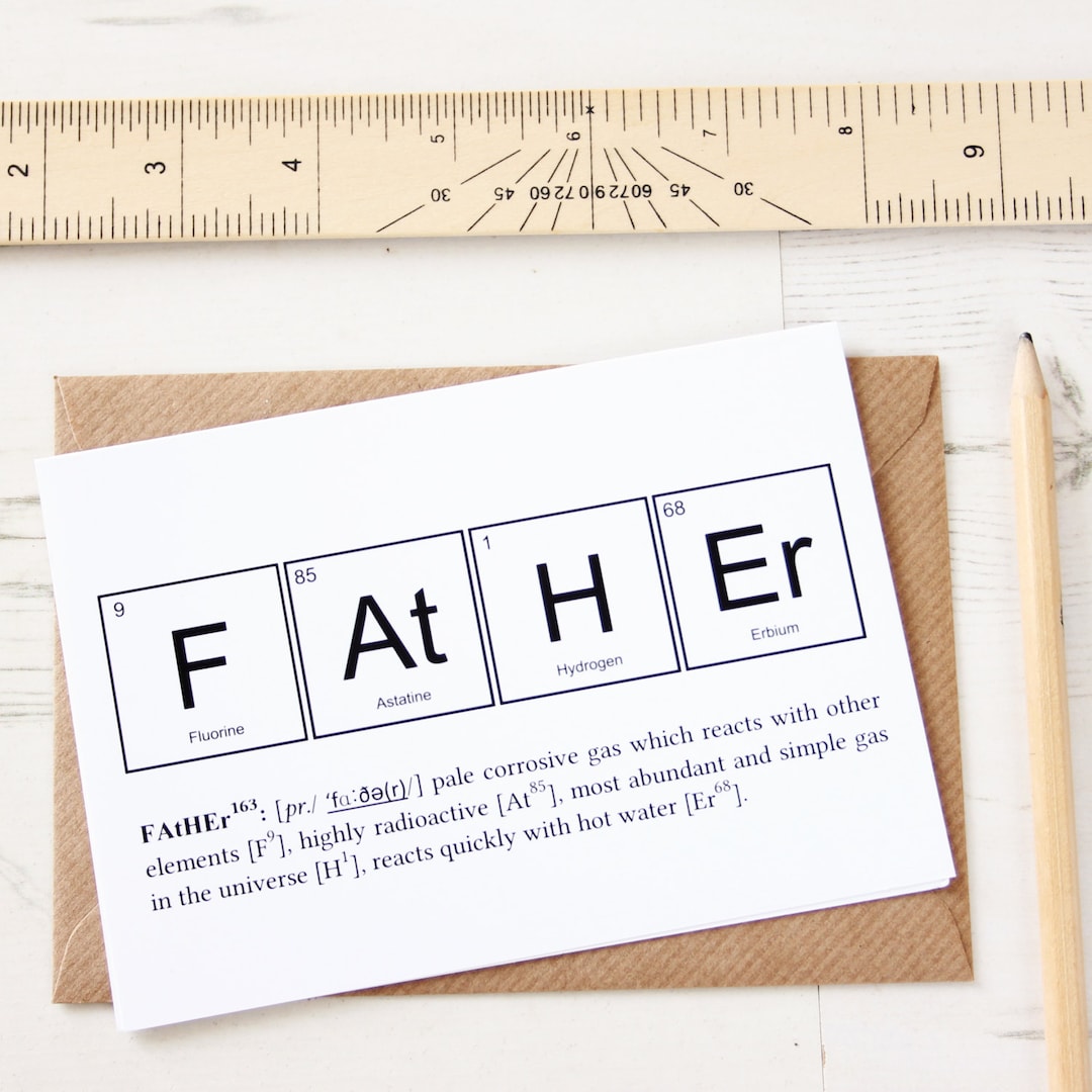 FUNNY FATHER ELEMENTS Card. Periodic Table Fathers Day Birthday ...