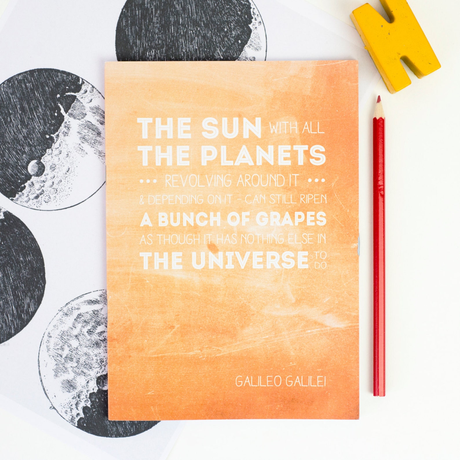 GALILEO QUOTE NOTEBOOK Inspirational Orange Stationery Famous - Etsy UK