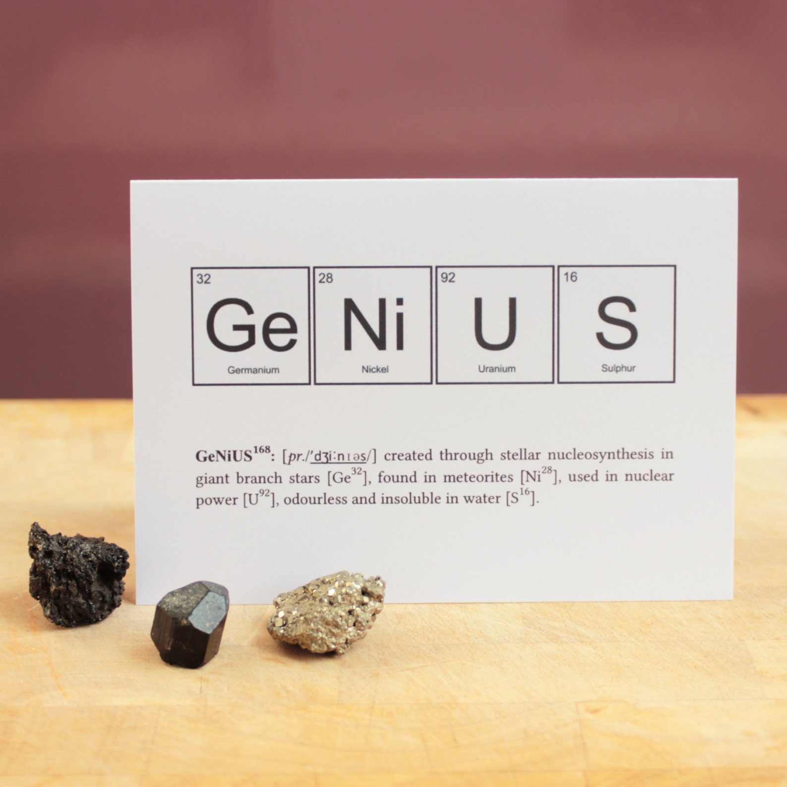 FUNNY GENIUS ELEMENTS Card Periodic Table Greeting University - Etsy UK
