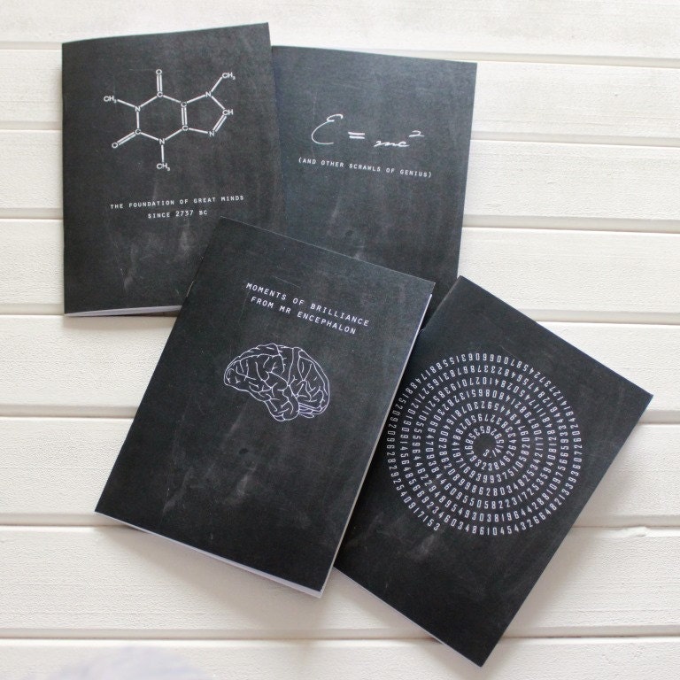 EMC2 CHALKBOARD Notebook Einstein Science Physics Plain Pages - Etsy