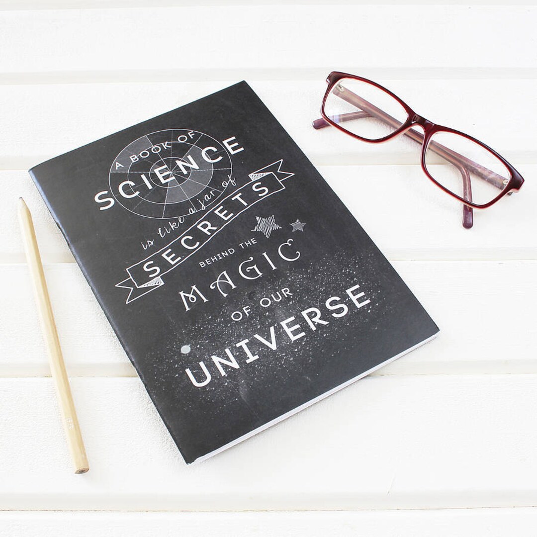 SCIENCE MAGIC NOTEBOOK Science Chalkboard Typography Plain Pages ...
