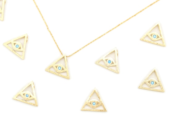 Triangle Evil Eye Pendant in Matte Gold P7-R2 1 Piece 14mm | Etsy