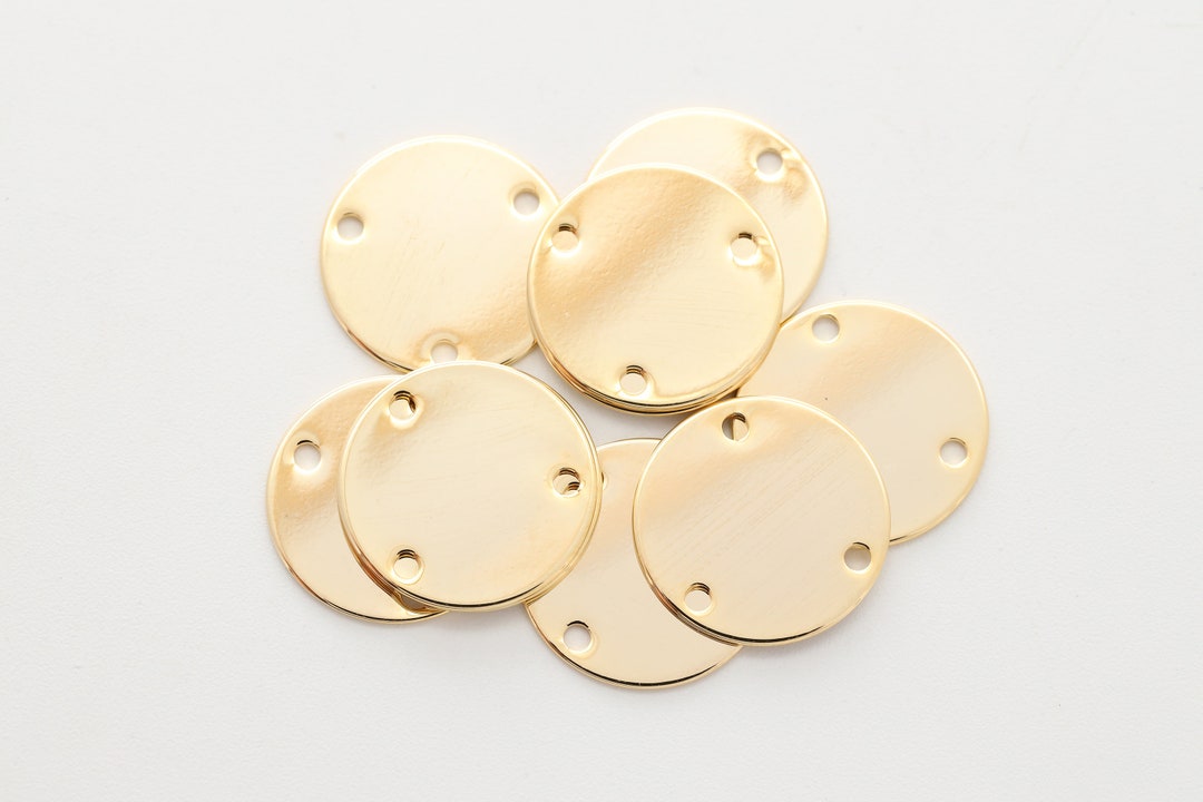 Coin Connector Pendant W/ 3 Holes, B5-G3, 10 Pcs, 15mm, 16K Gold Plated ...