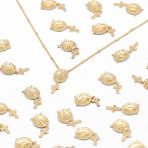 Rosary W/ Dangling Cross Pendant, Q5-G2, 2 Pcs, Nickel Free, 16K Gold ...