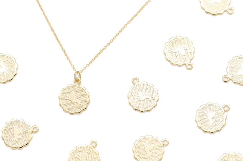 Zodiac Coin Charm, Leo, K9-G5, 2 Pcs, Nickel Free, 12mm, Inner 1.2mm ...