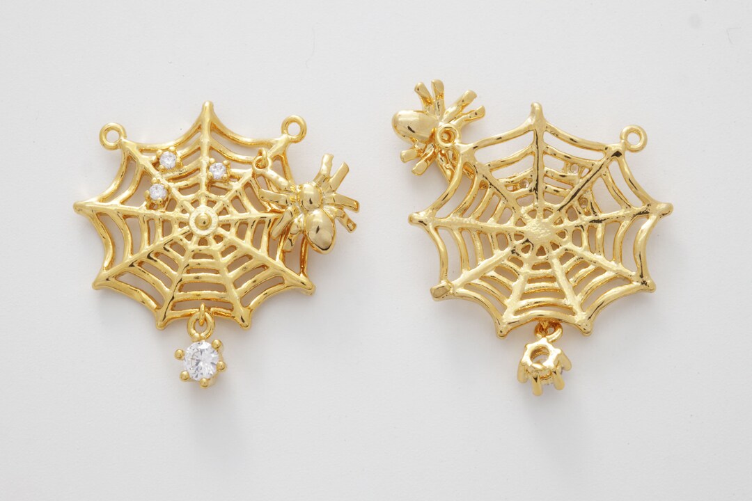 Spider on Spider's Web, Y5-G7, 1 Piece, Web 23x20mm, 16K Gold Plated ...