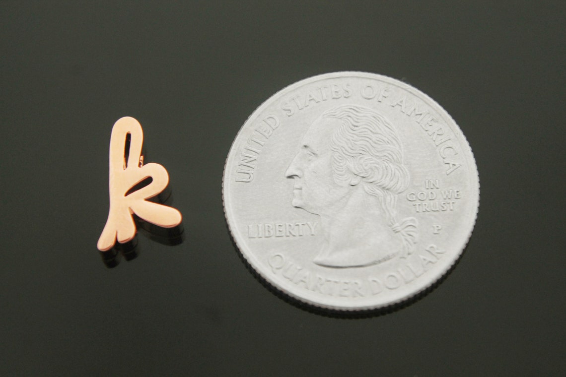 2 Pcs, Large Cursive Initial Charm K, AK-P3, Approx. 14x8x3mm, 1.4mm ...