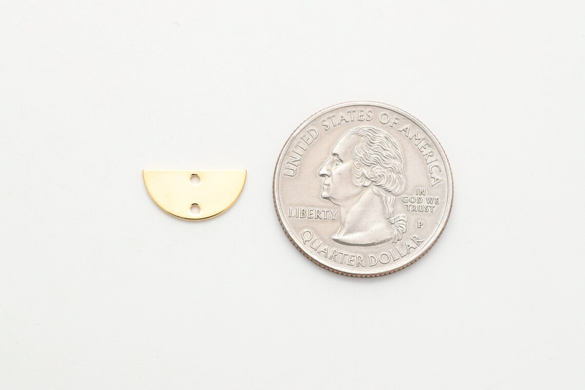 Half Coin Connector, T72-G6, 2 Pcs, 16K Gold Plated Brass, Nickel Free ...