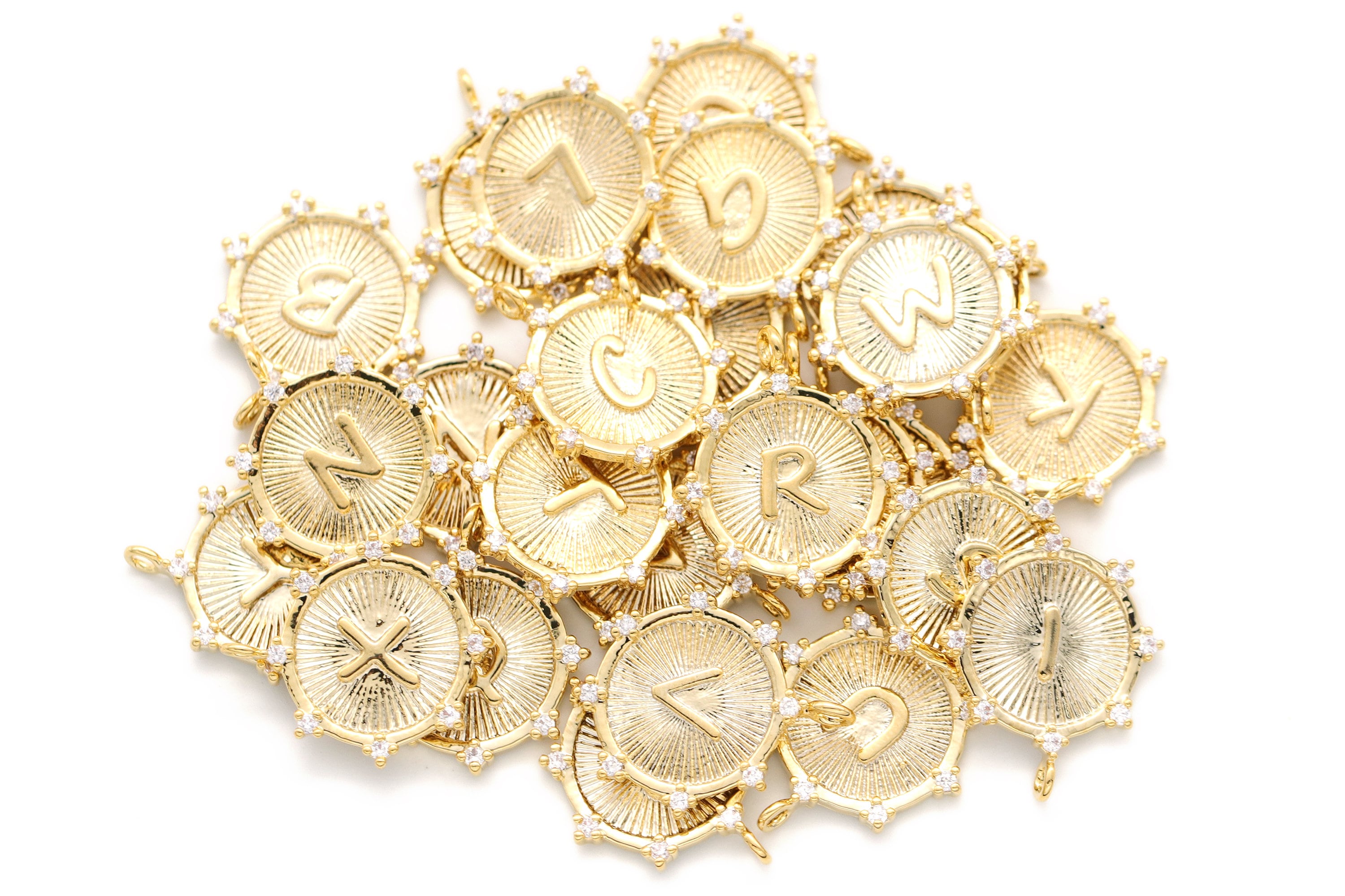 Round Cubic Letter Pendant Set, Alphabet A-Z Full Set, A2Z-G18, 1 Set ...