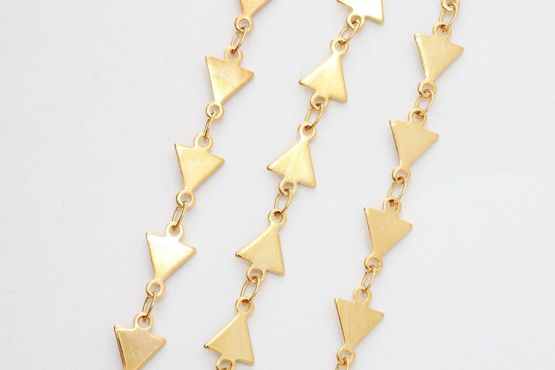 Geometric Chain, CJ14-03, 1m, Handmade Chain, 6.4x9.6mm Triangle, 16K ...